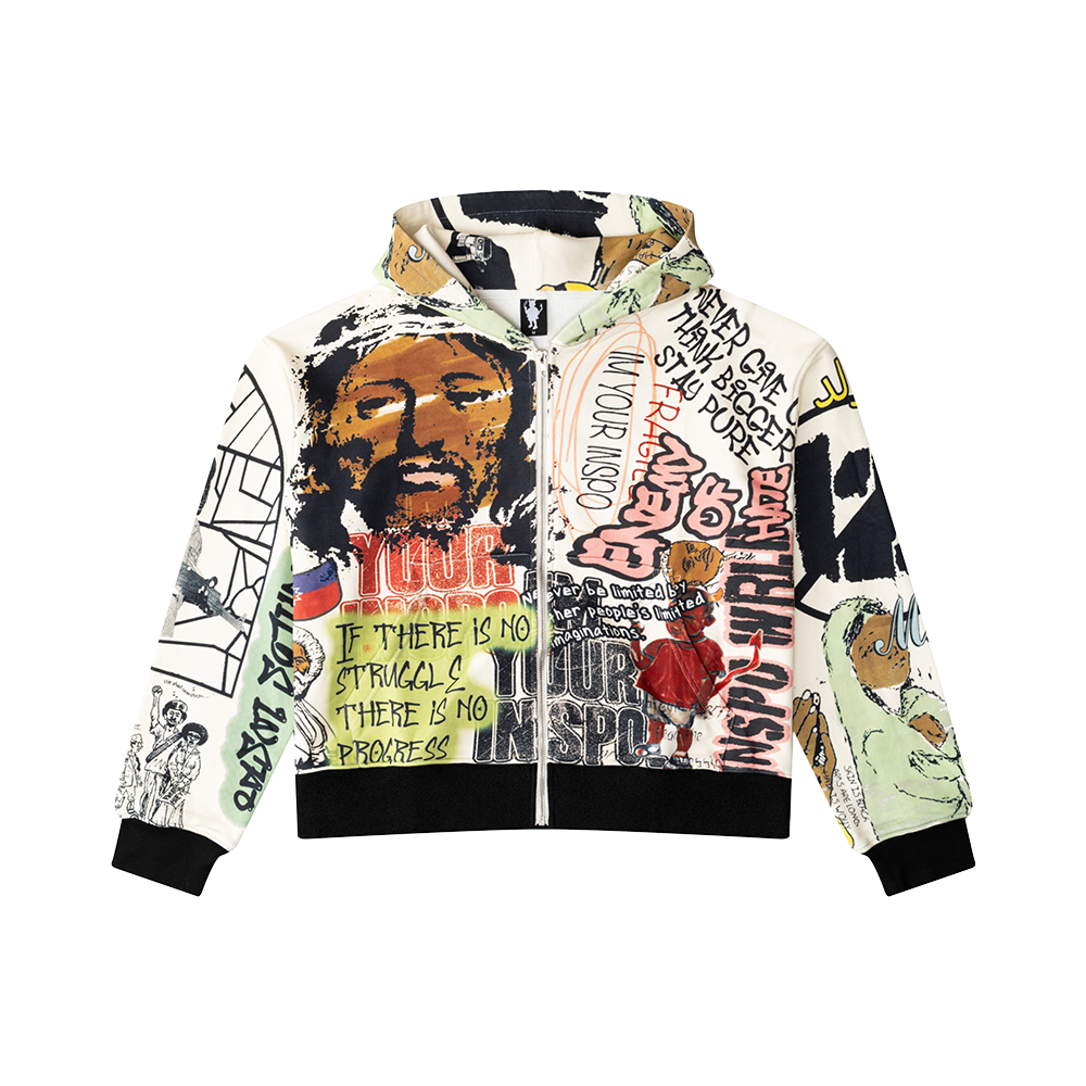 Inspo Wrld All Over Cropped Zip Up – Inspowrld.us